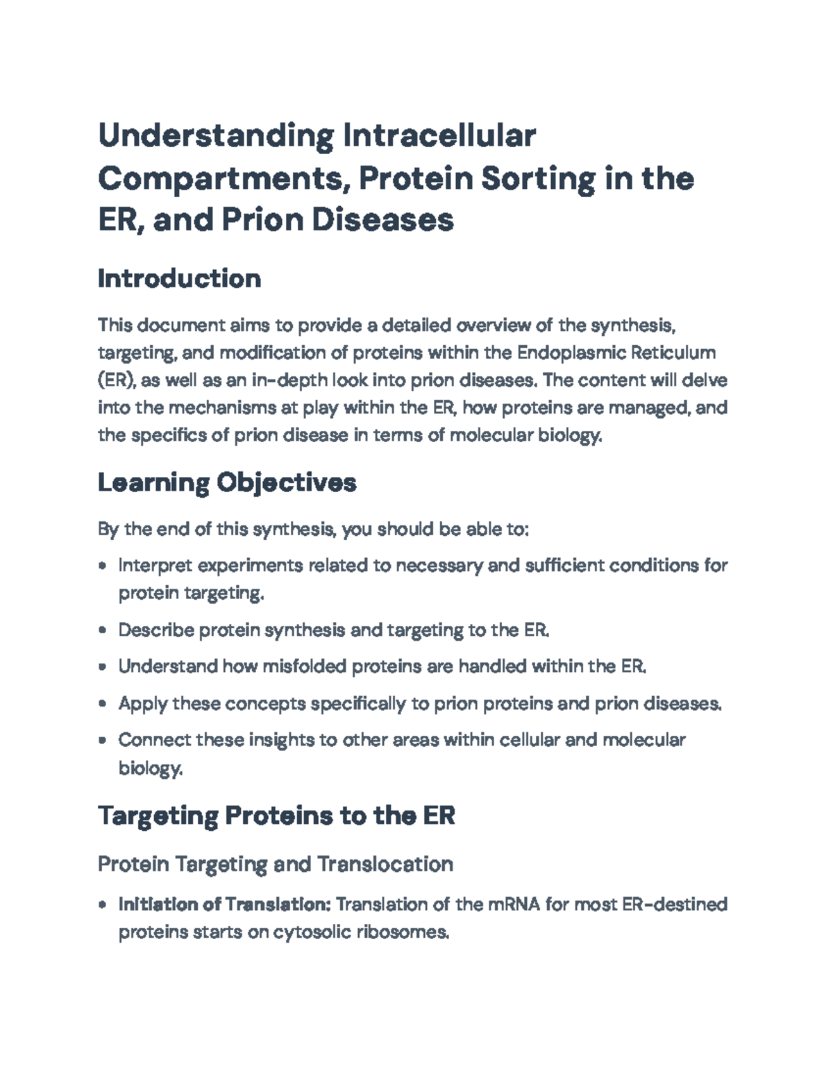 Understanding Protein Targeting in the ER & Prion Disease Mechanisms ...
