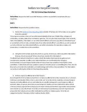 PSY 310 Final Project Milestone One - Tiffany Crosby Southern New ...