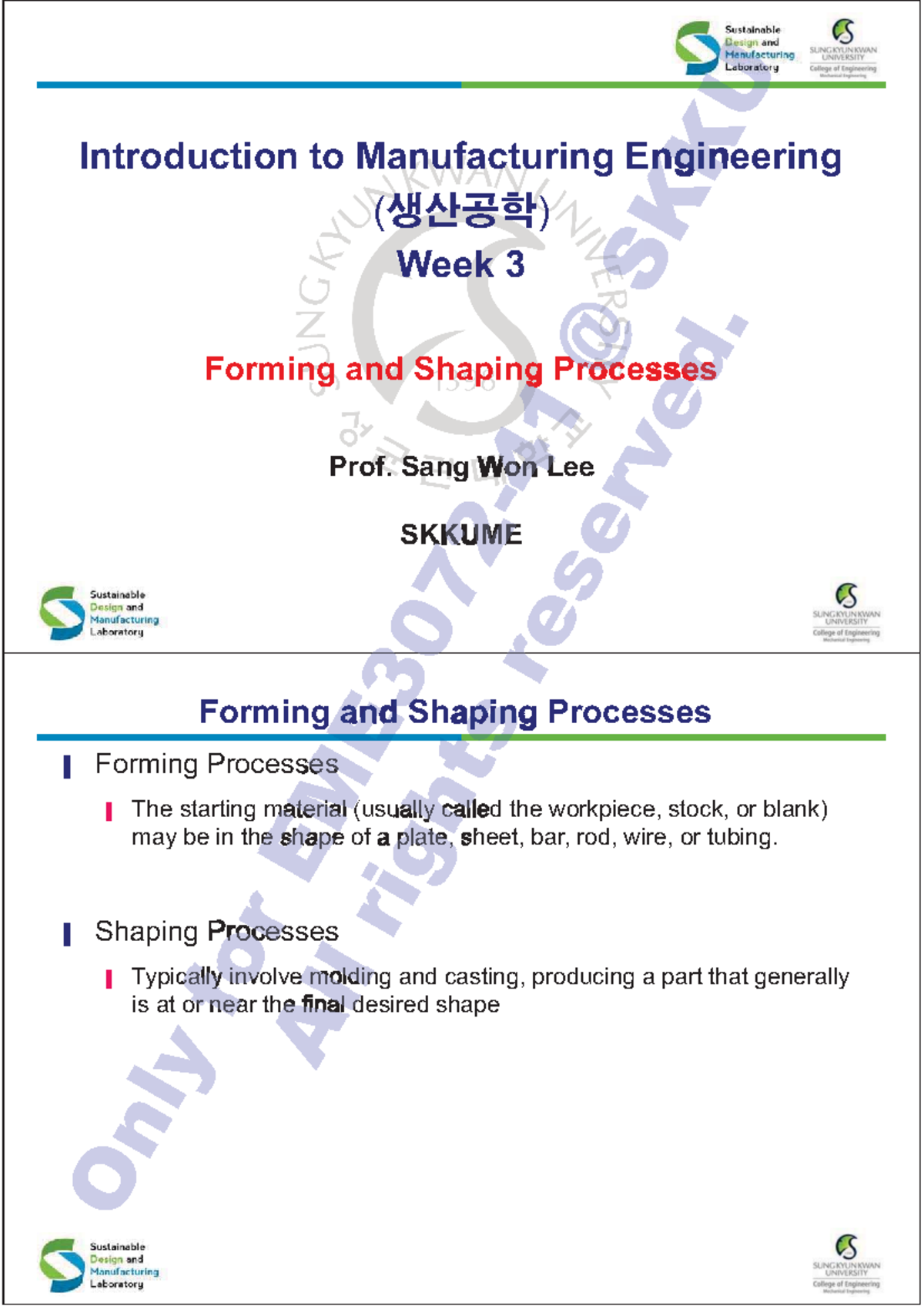 Week 3 Lecture Notes: Forming & Shaping Processes (MFG 30307) - Studocu