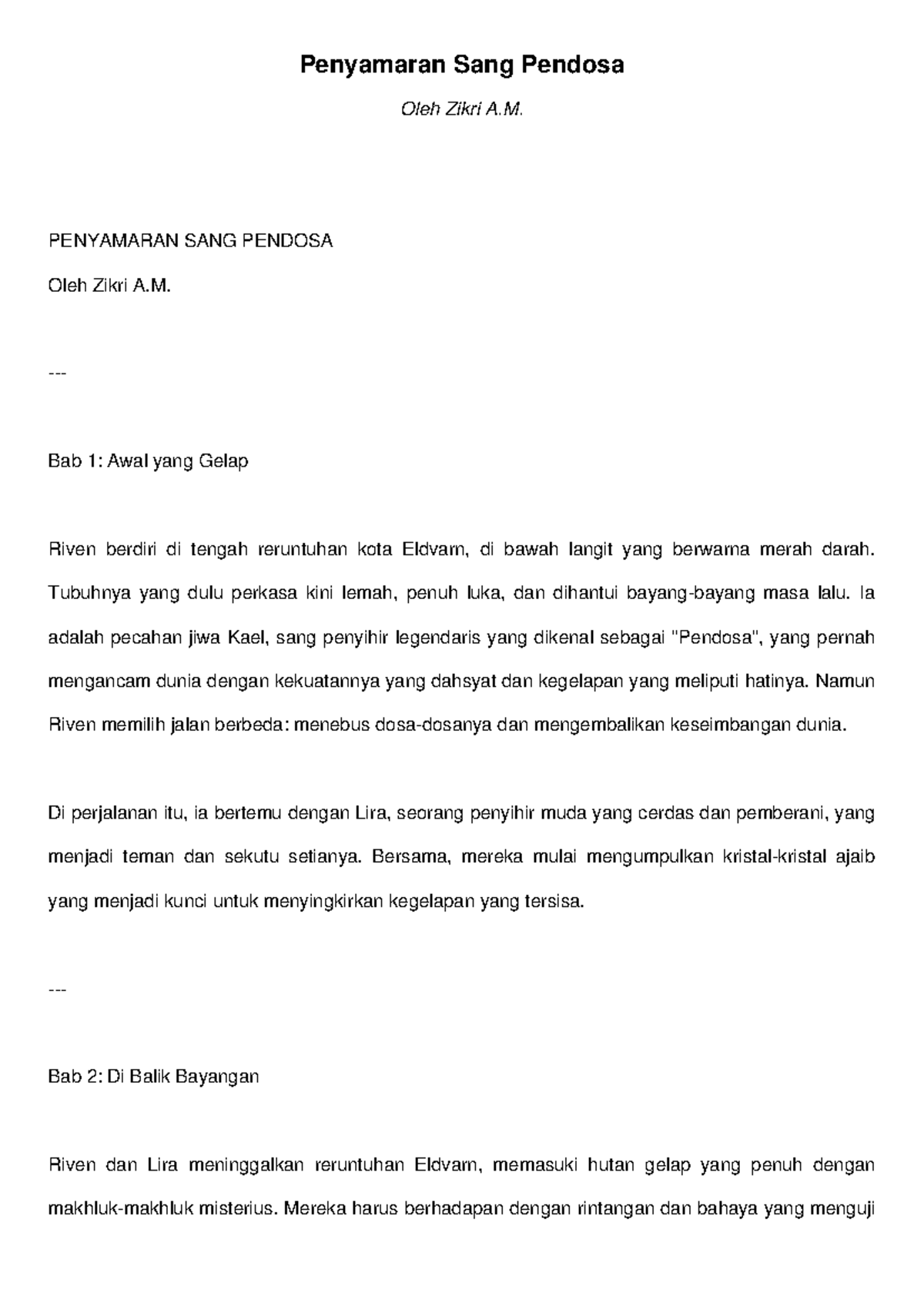 Penyamaran Sang Pendosa: Novel Fantasi Petualangan dan Penebusan - Studocu