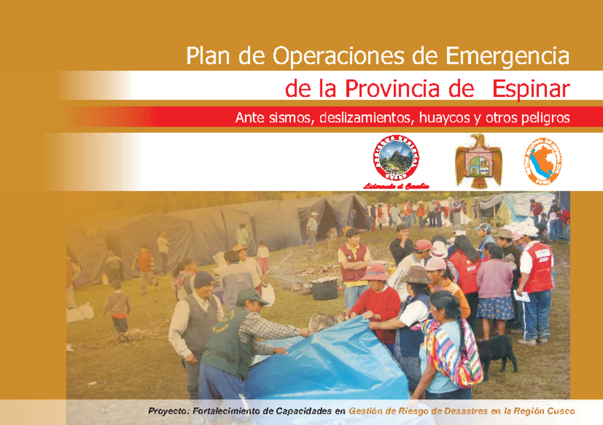 Plan de Operaciones de Emergencia de Espinar ante Sismos y Desastres ...