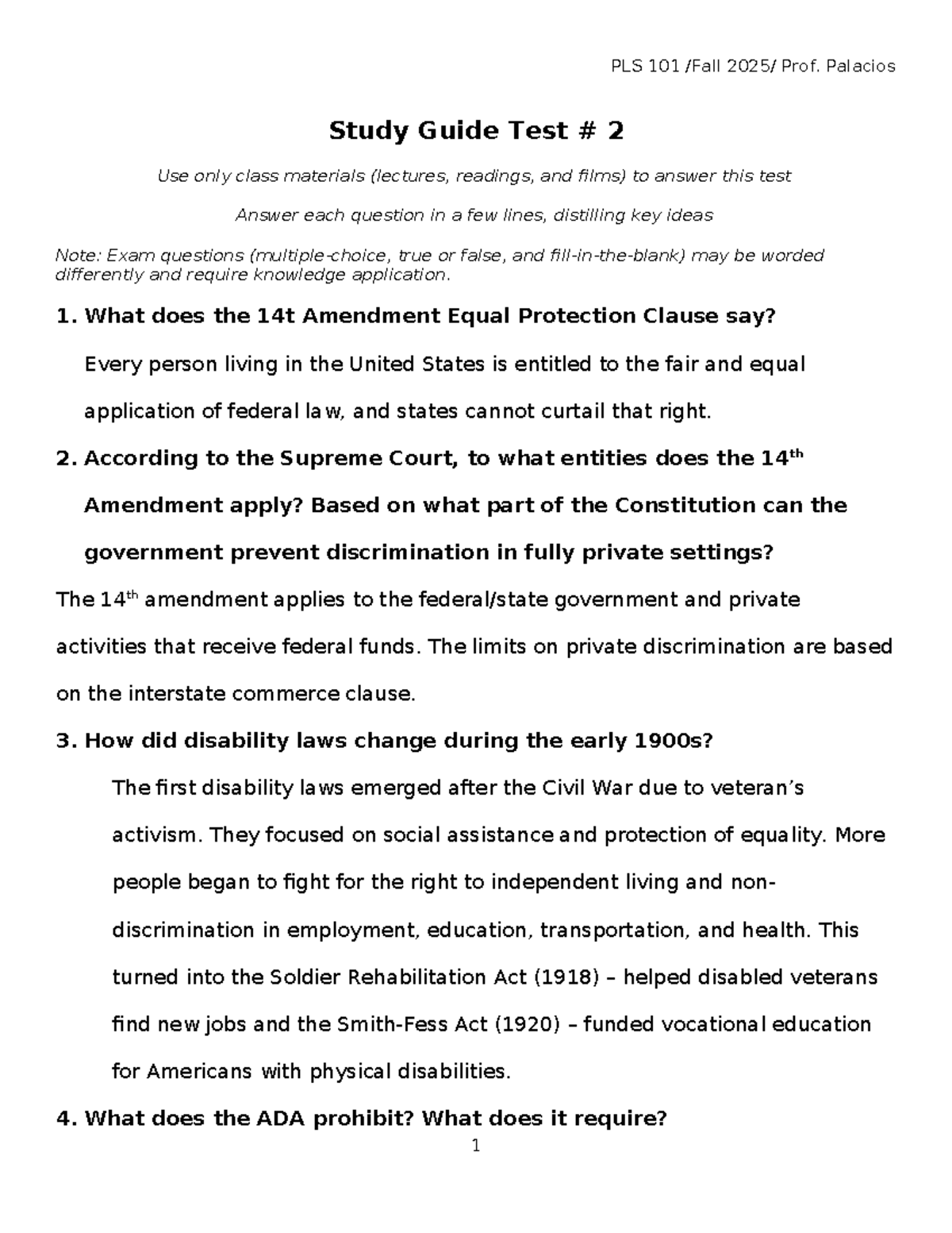 PLS 101 Study Guide Test 2: Key Concepts on Voting Rights & Elections ...