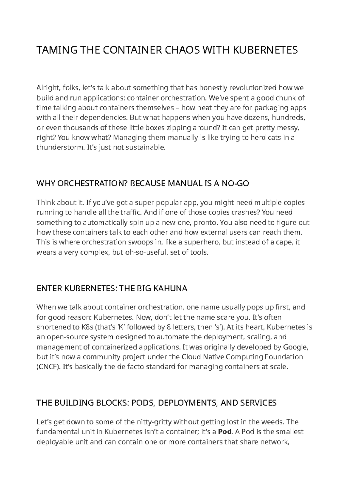 K8s 101: Mastering Container Orchestration with Kubernetes - Studocu