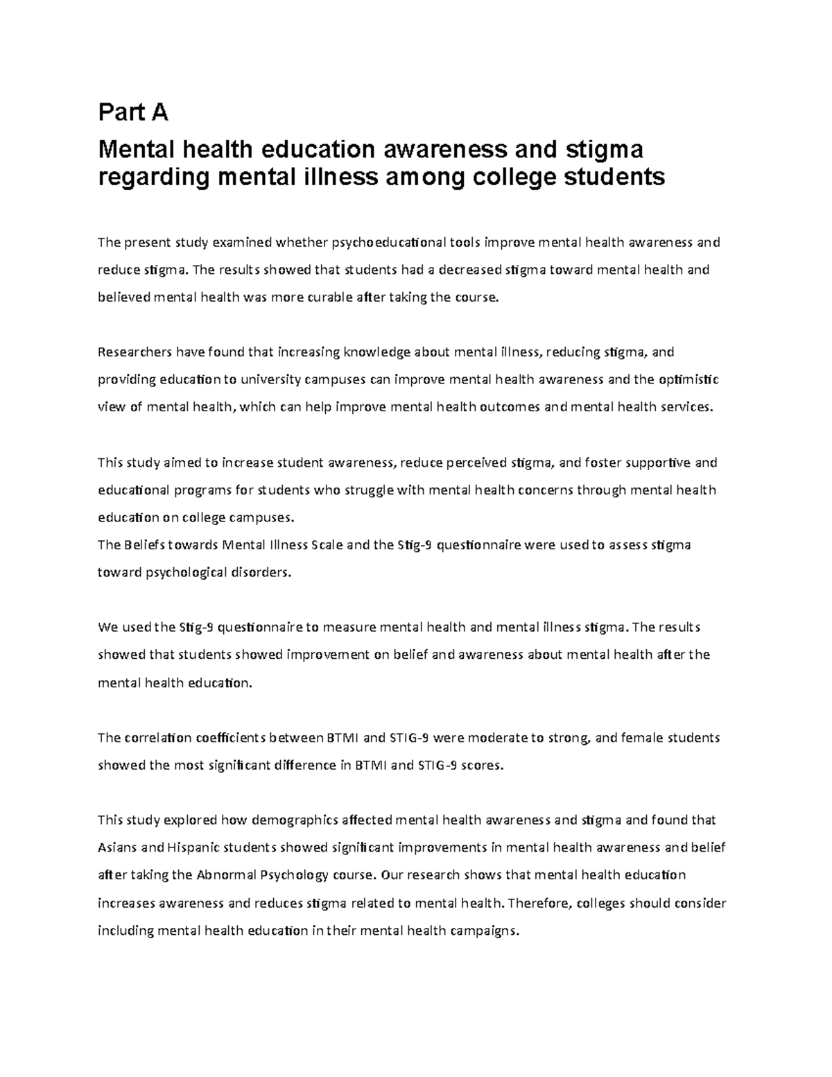 PSA Script on Mental Health Awareness and Support for COL 101 - Studocu