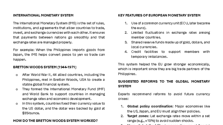 INTL TRADING: International Monetary System & Risks (Maseco 10-12 ...