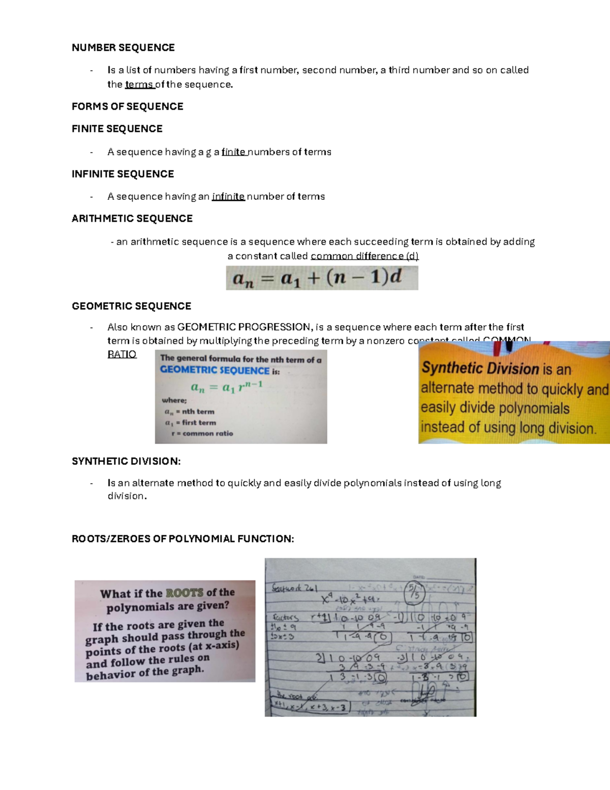 Math Reviewer: Number Sequences & Circle Geometry Concepts - Studocu