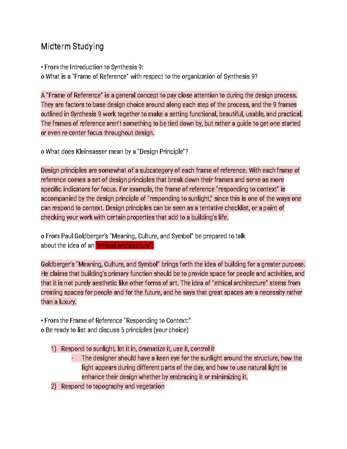 ARCH201 Midterm Study - Midterm Studying From the Introduction to ...