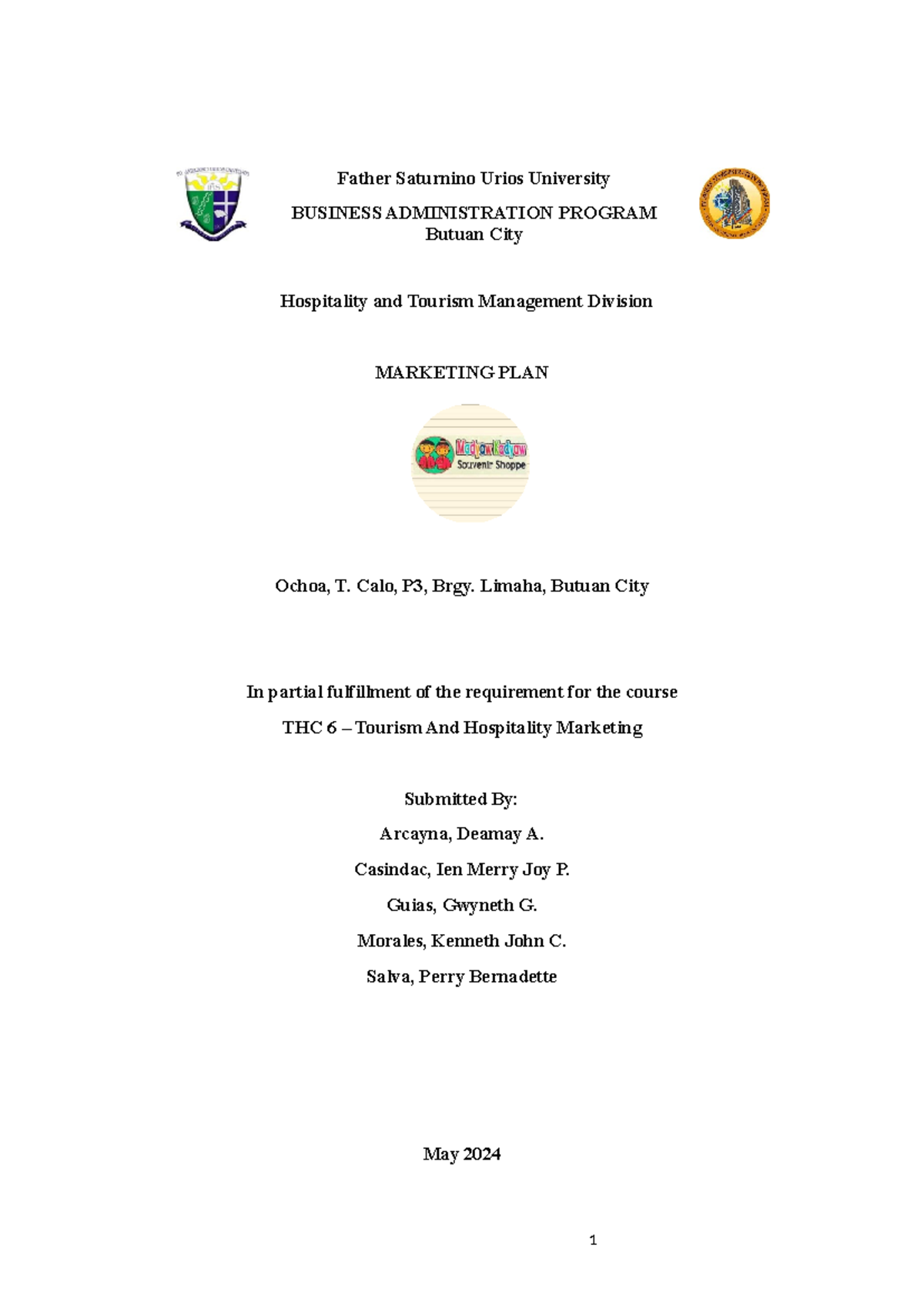tourism and managment - Father Saturnino Urios University BUSINESS ...