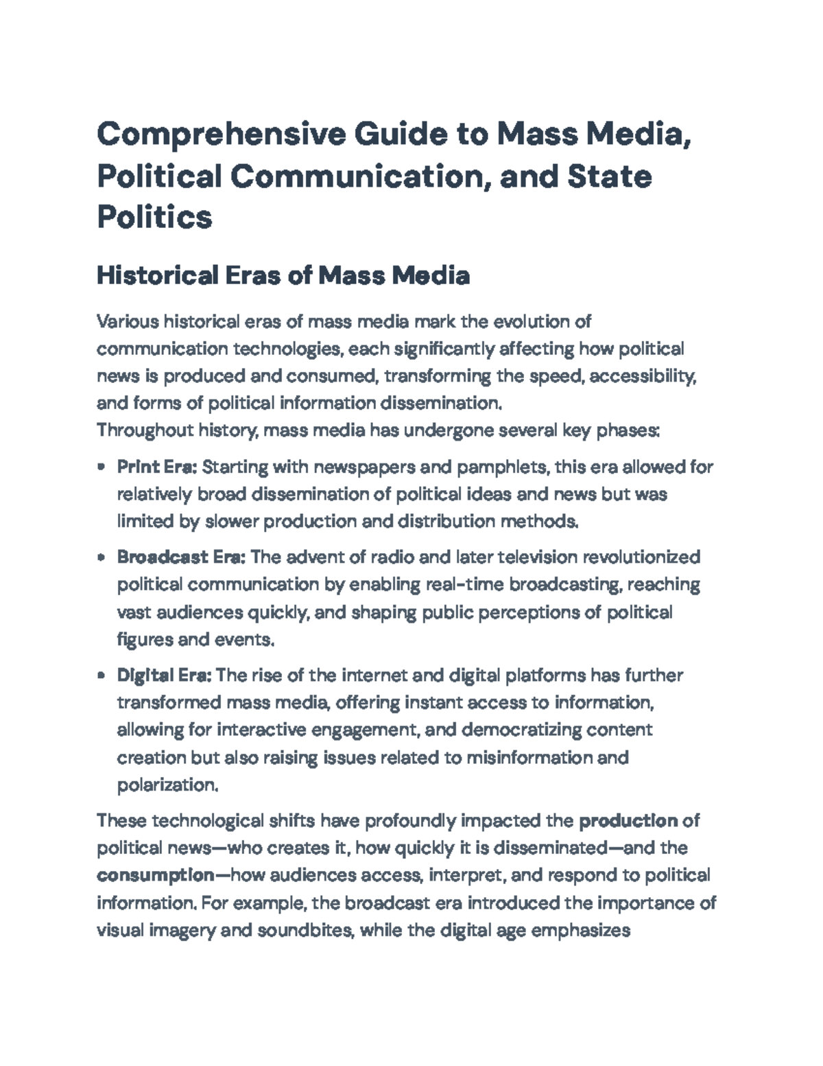 Comprehensive Guide to Mass Media & Political Communication (POL 101 ...