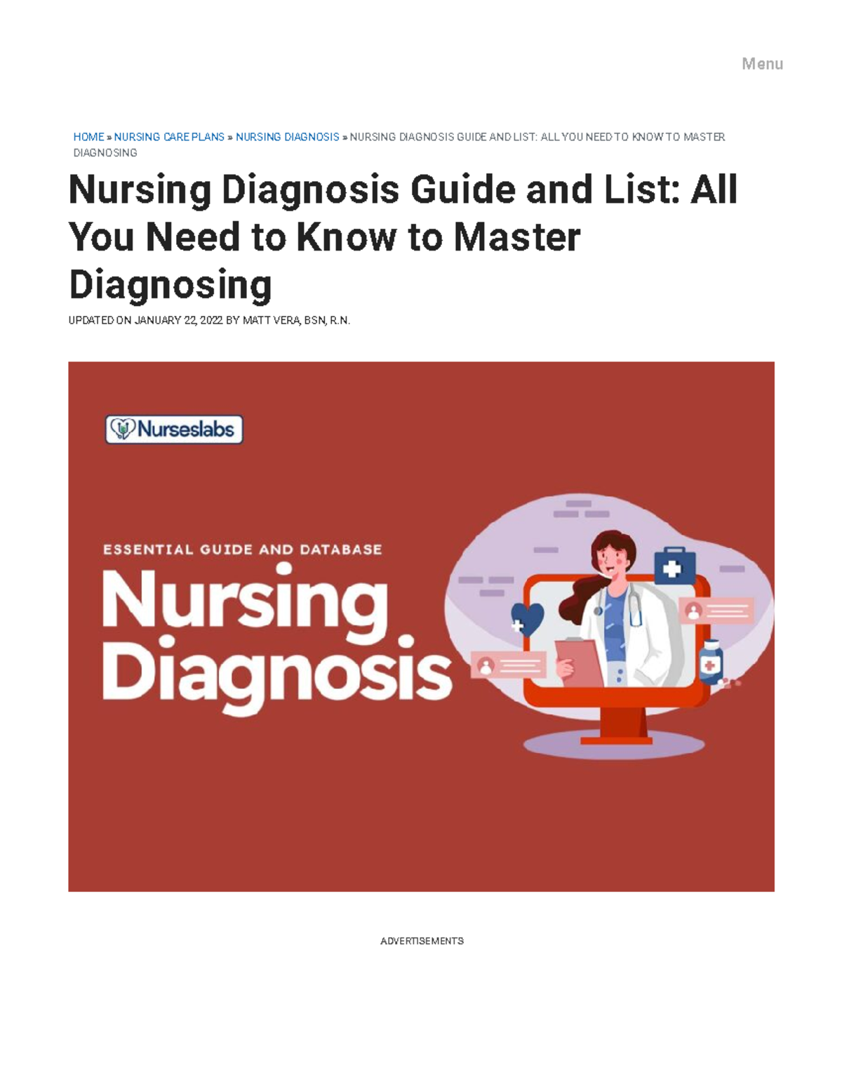 Nursing Diagnosis Guide 2022: Complete NANDA List & Tutorial - Studocu