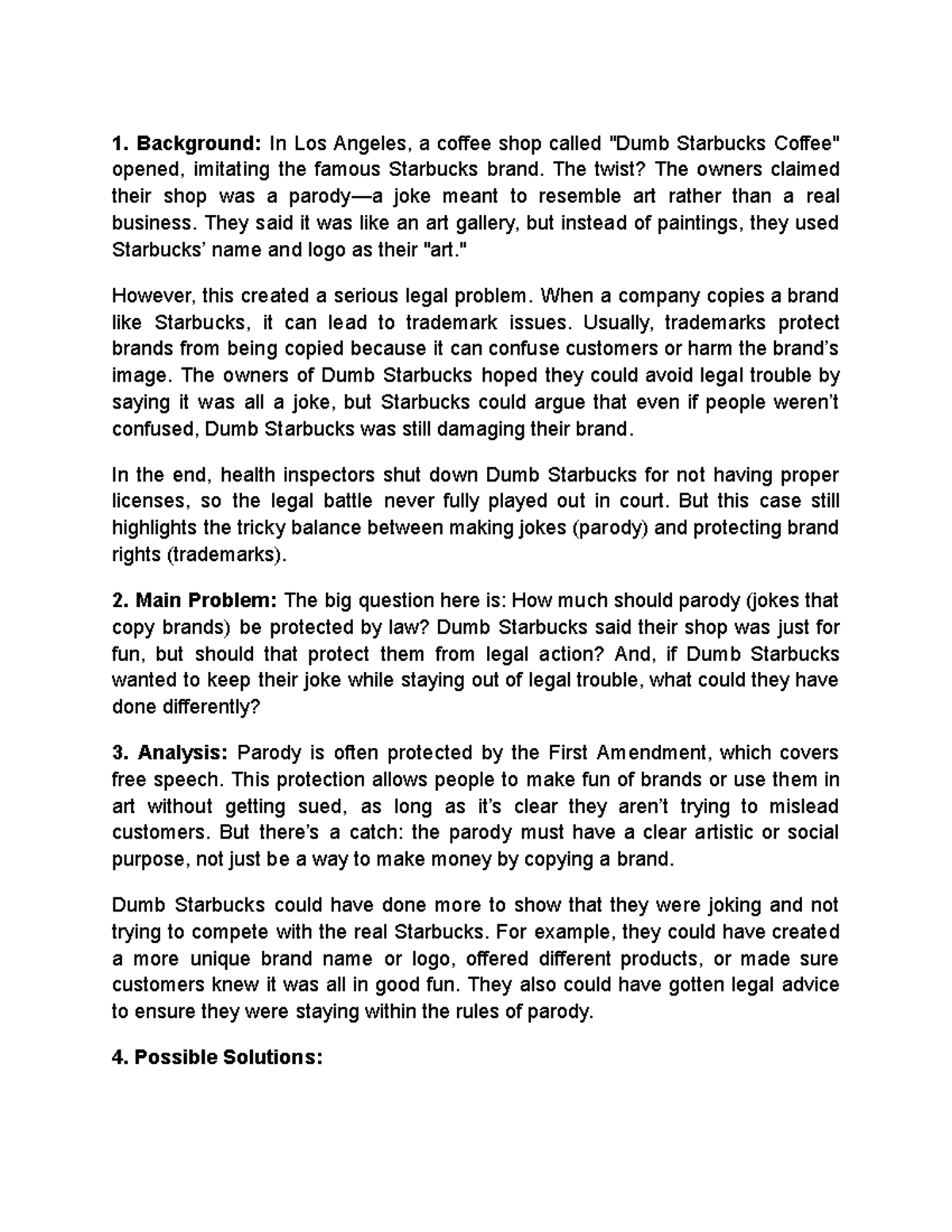 Case Study on Trademark Issues: Dumb Starbucks vs Starbucks - DSBC ...