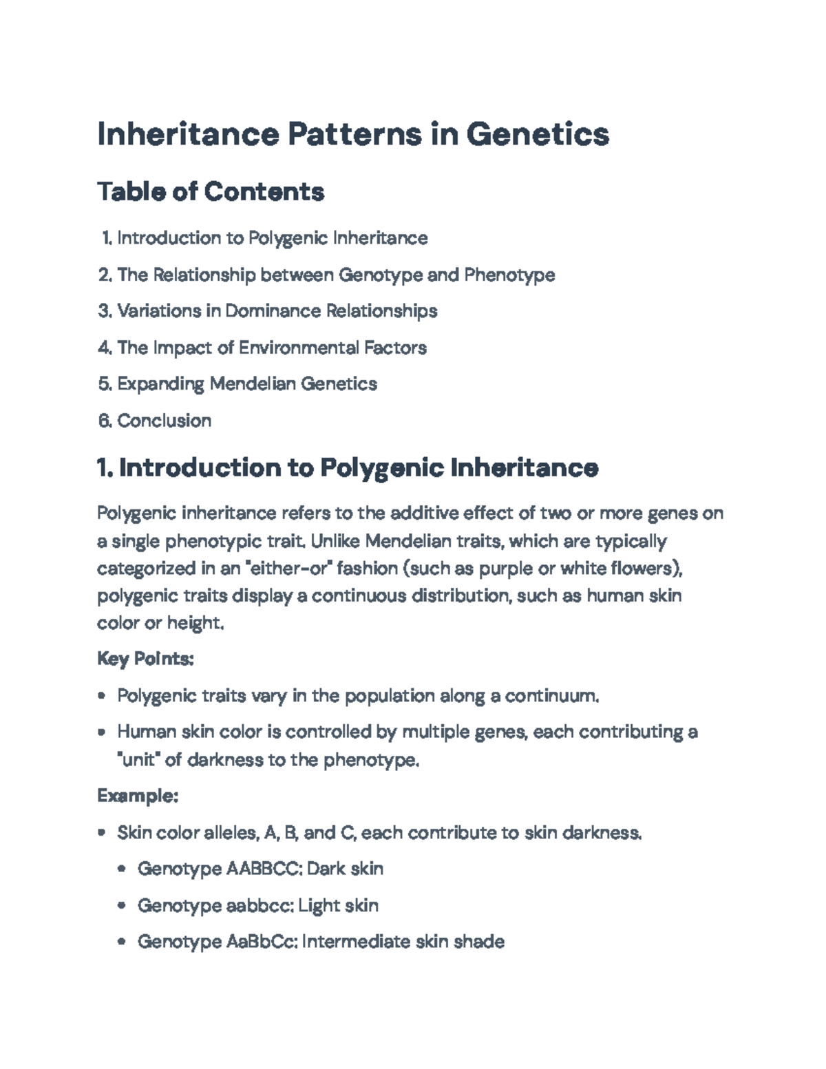 Genetics Lecture Notes: Inheritance Patterns and Environmental Effects ...
