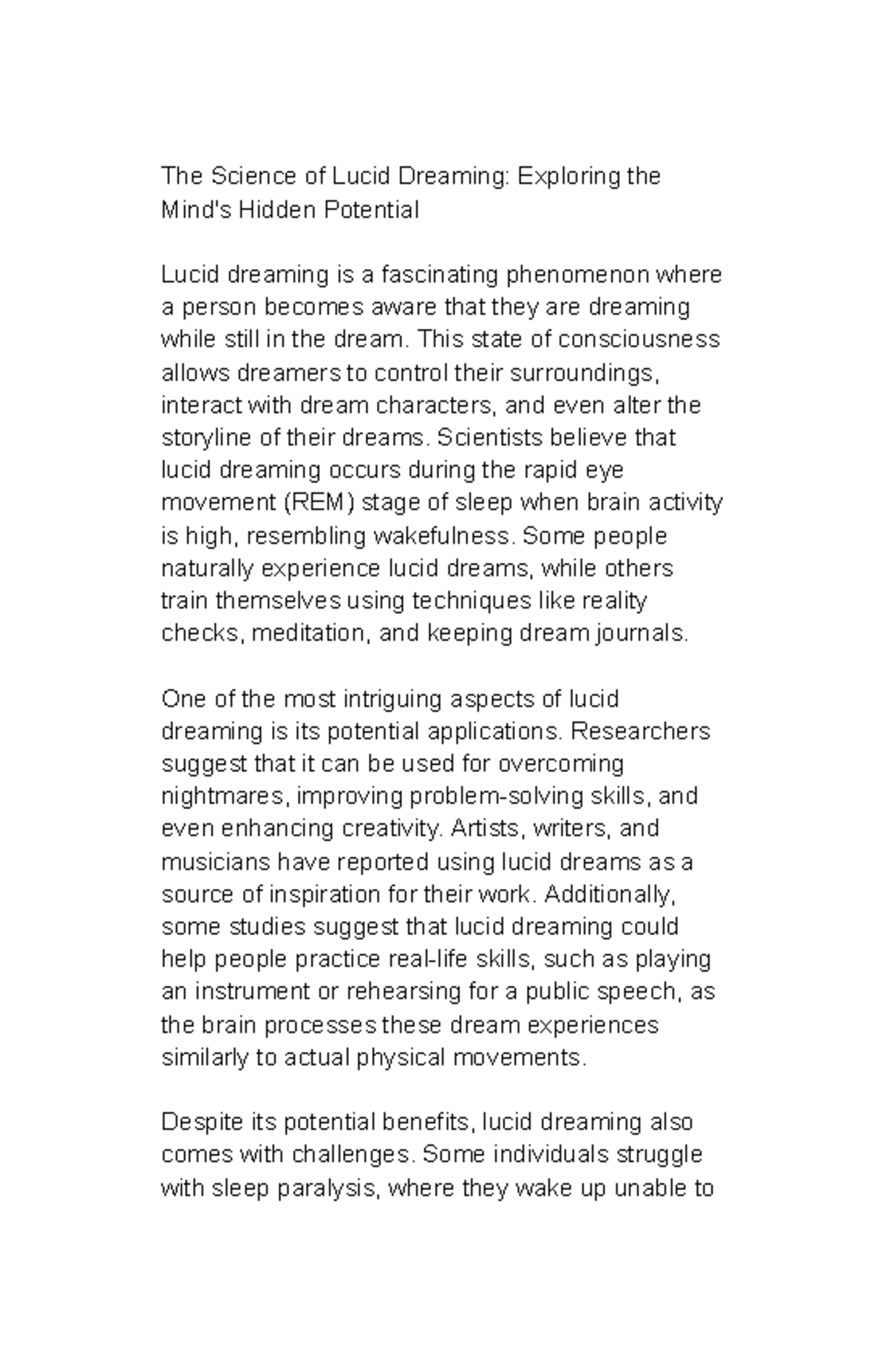 Lucid Dreams - The Science of Lucid Dreaming: Exploring the Mind's ...