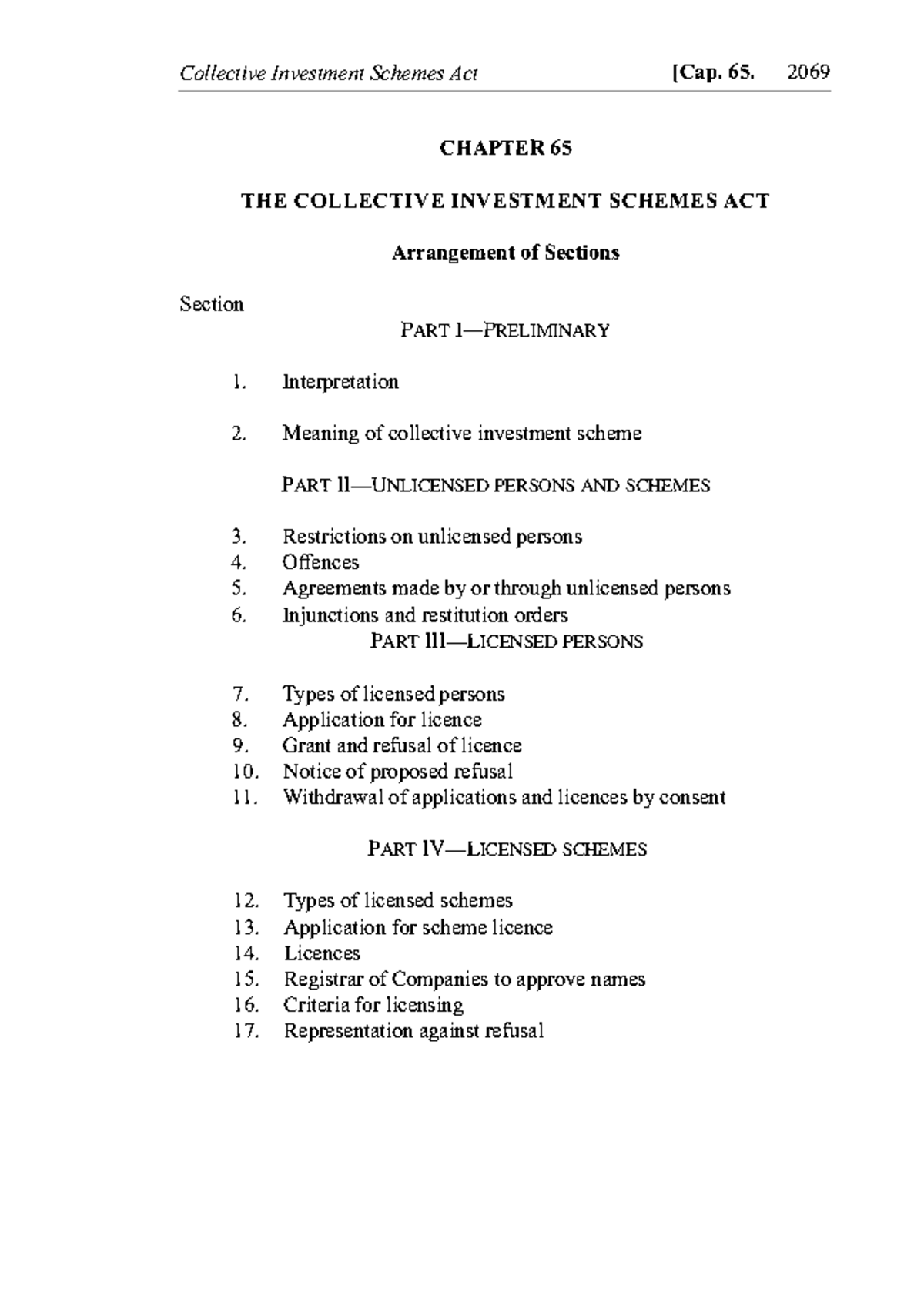 Collective Investment Schemes Act 65: Comprehensive Overview and ...