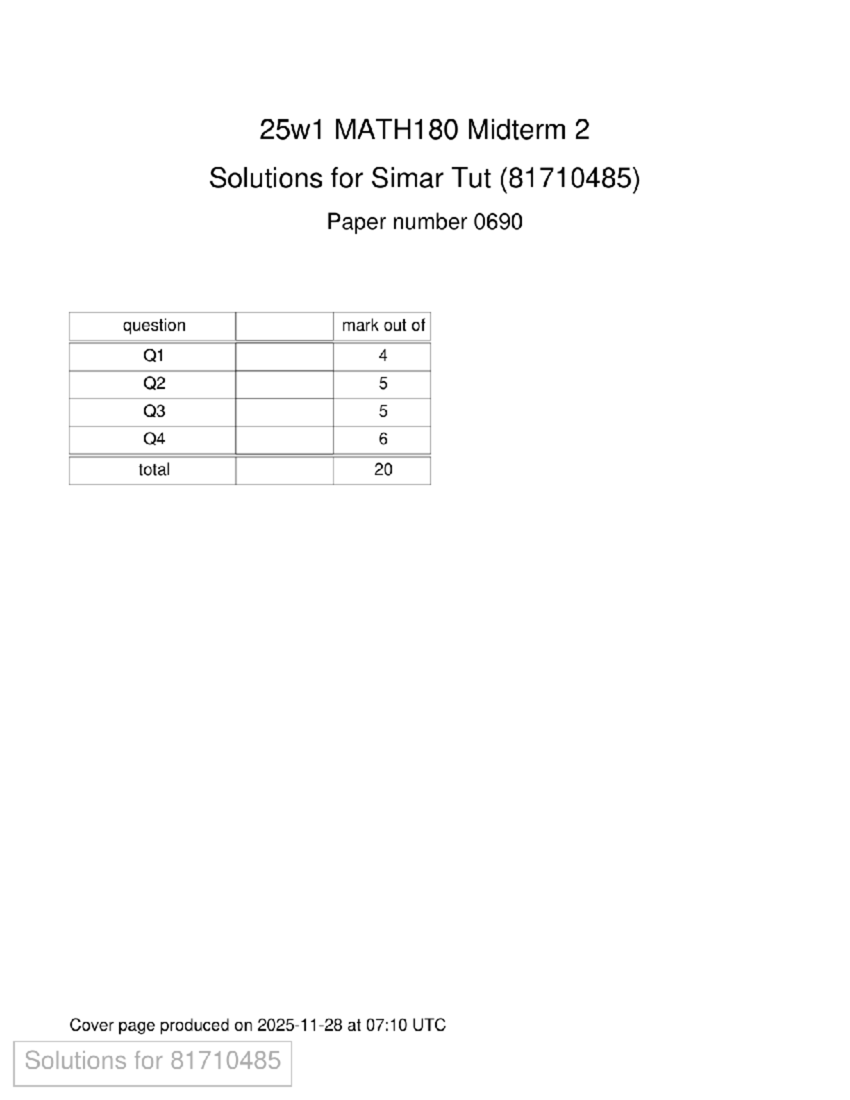 MATH 180 Midterm 2 Solutions: Implicit Differentiation & Optimization ...