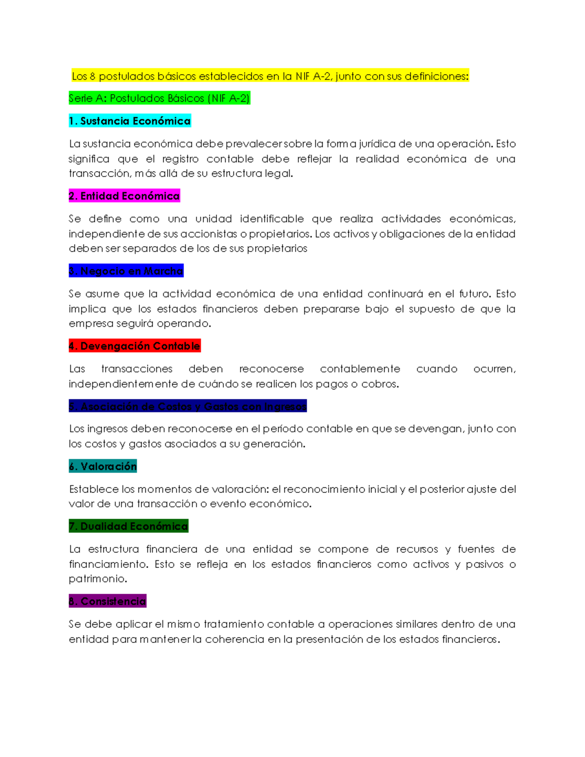 NIF A-2: Análisis de los Postulados Básicos en Contabilidad - Studocu