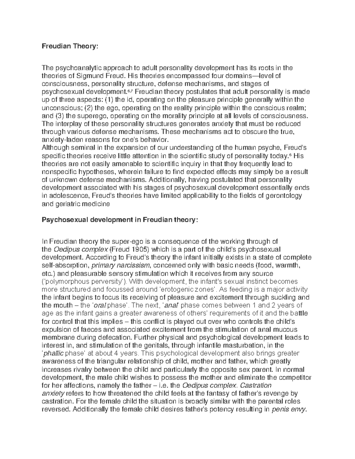 Froed theroy - Freudian theory. Psychosexual development in Freudian ...