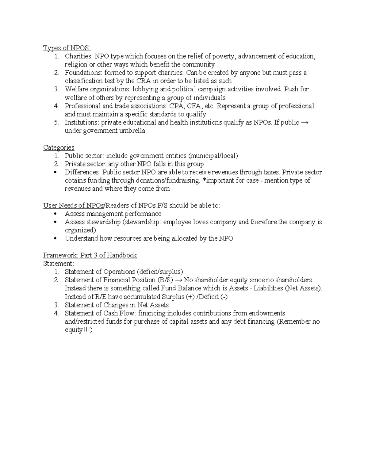 Acco420 chapter 9 NPOs - Types of NPOS: 1. Charities: NPO type which ...