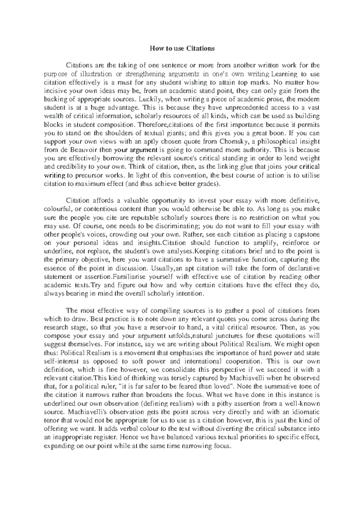 Argumentative Writing - How to use Citations Citations are the taking ...