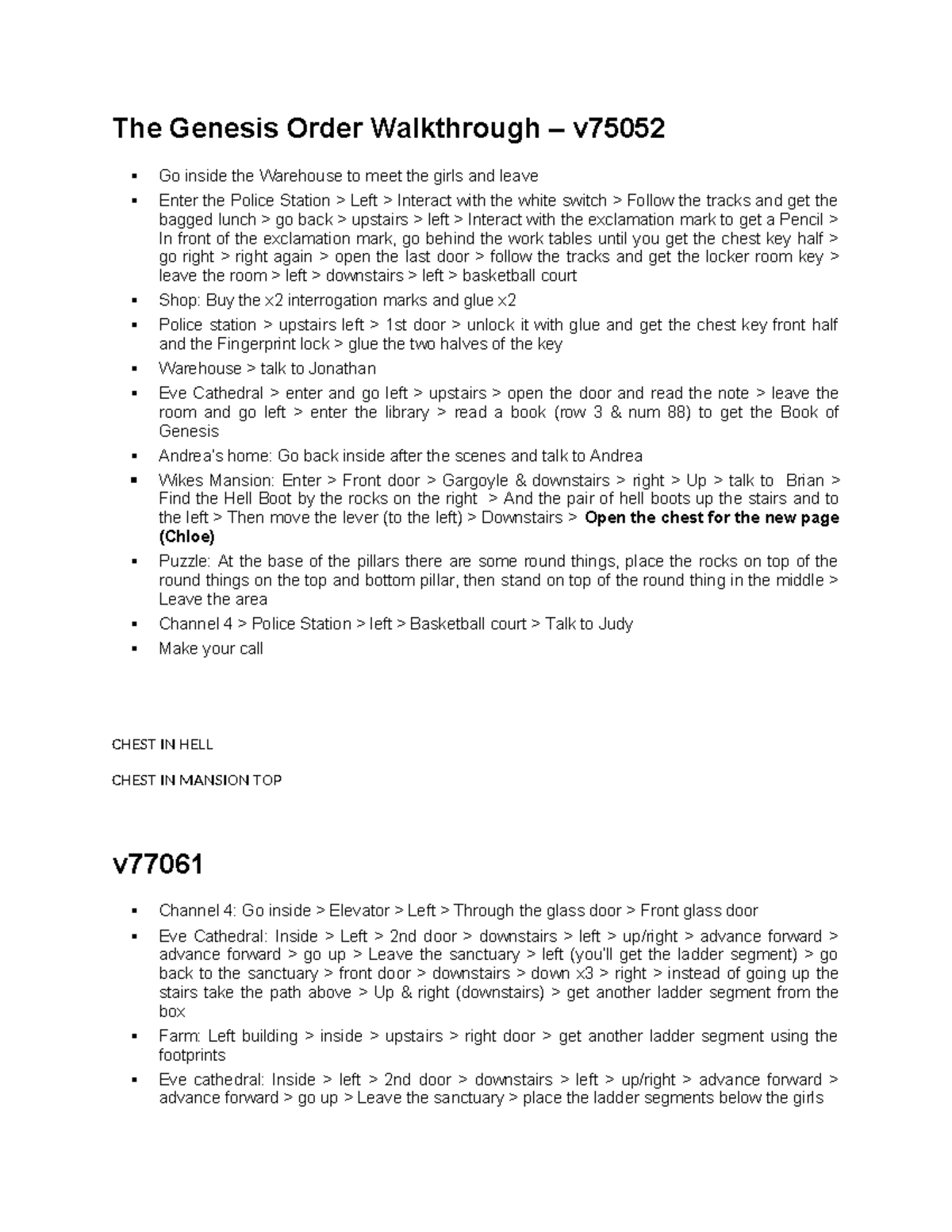 The Genesis Order Walkthrough: Comprehensive Guide v75052 to v94011 ...