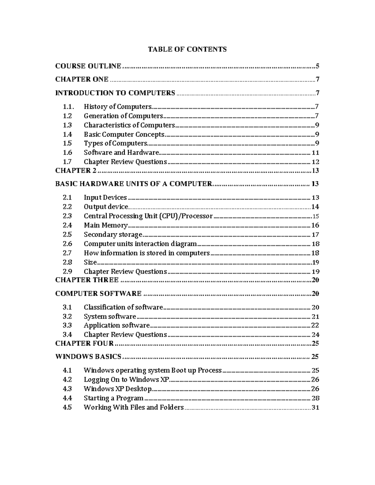 UCU 002: Comprehensive Computer Applications Course Outline - Studocu