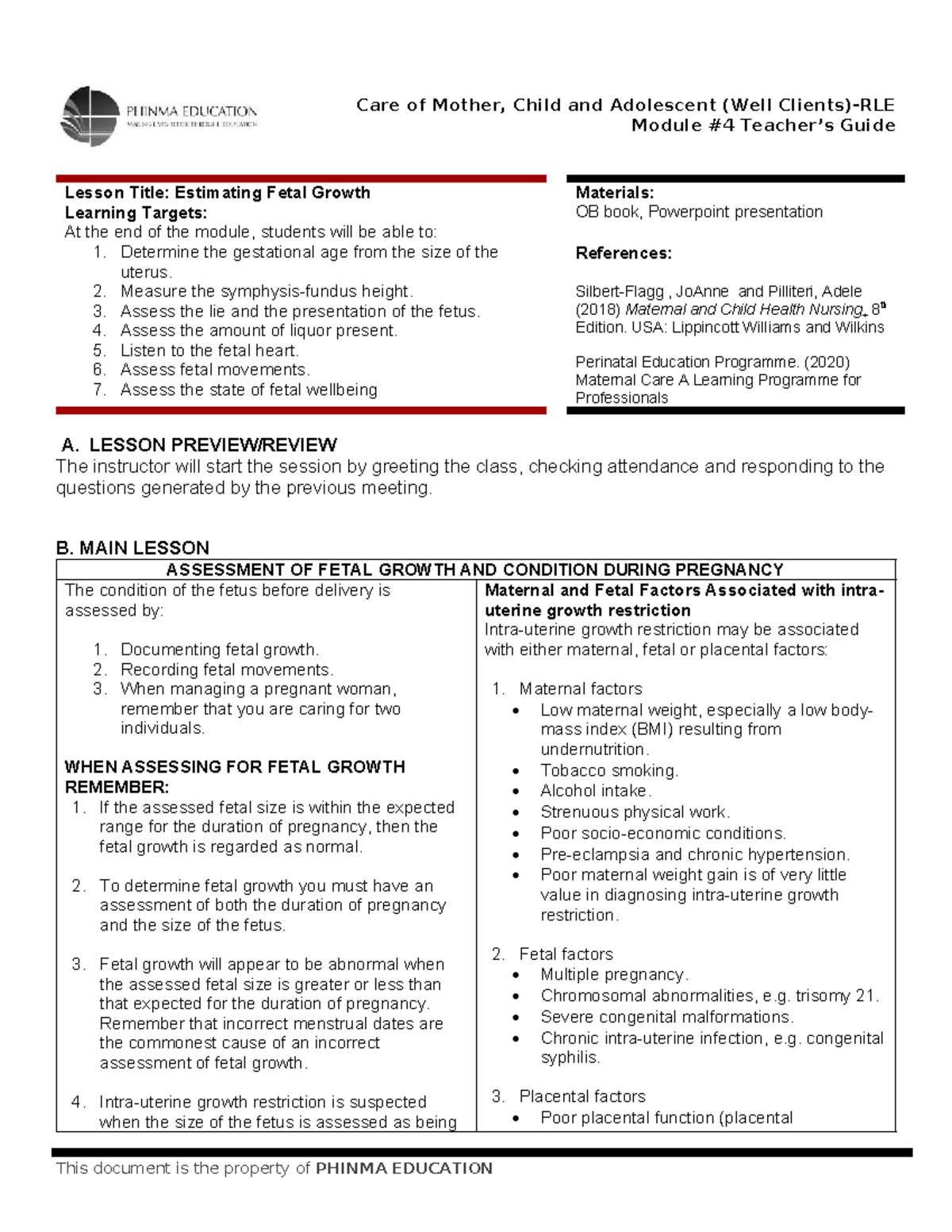 Care of Mother, Child and Adolescent (Well Module Guide): Estimating ...