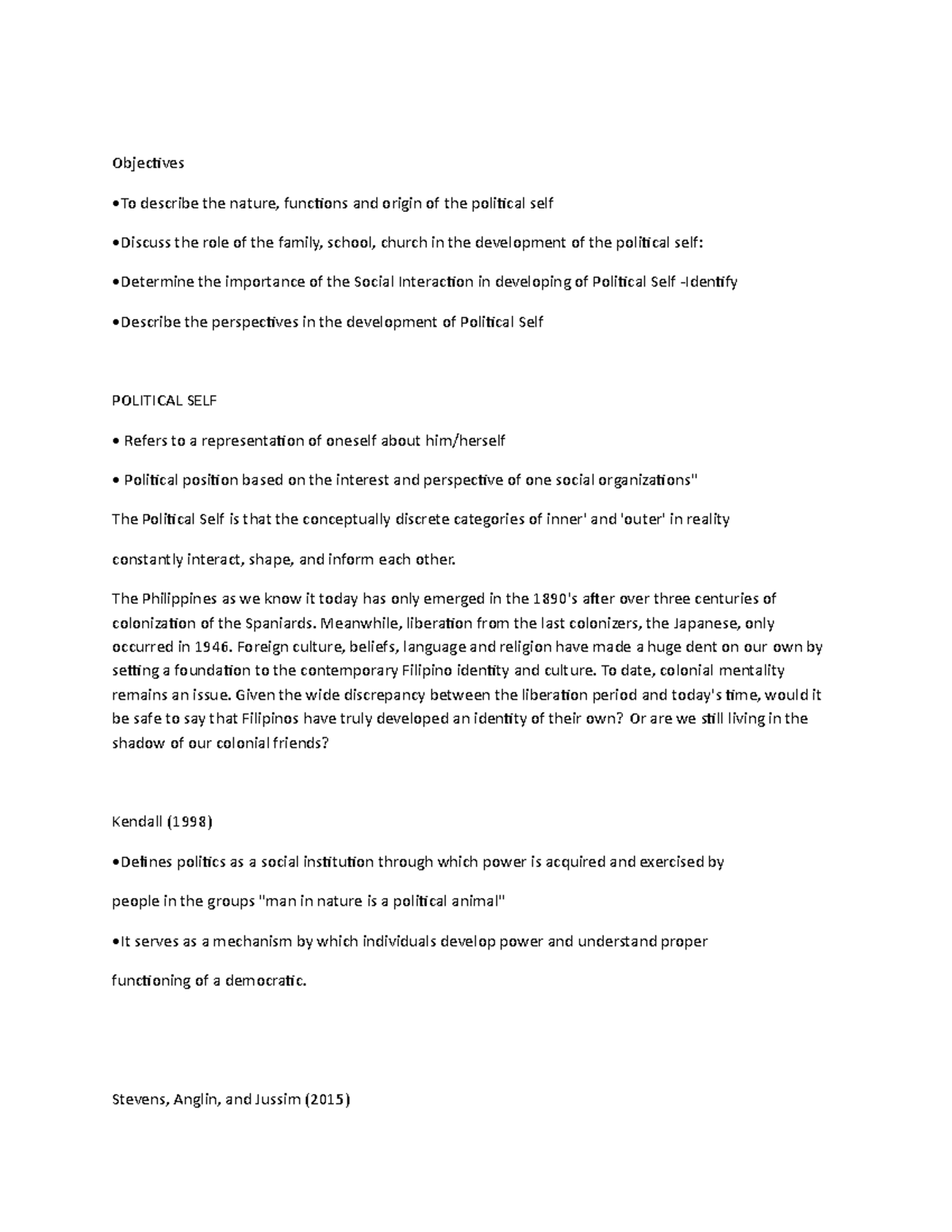 Understanding the Political Self: Identity and Influences in the ...