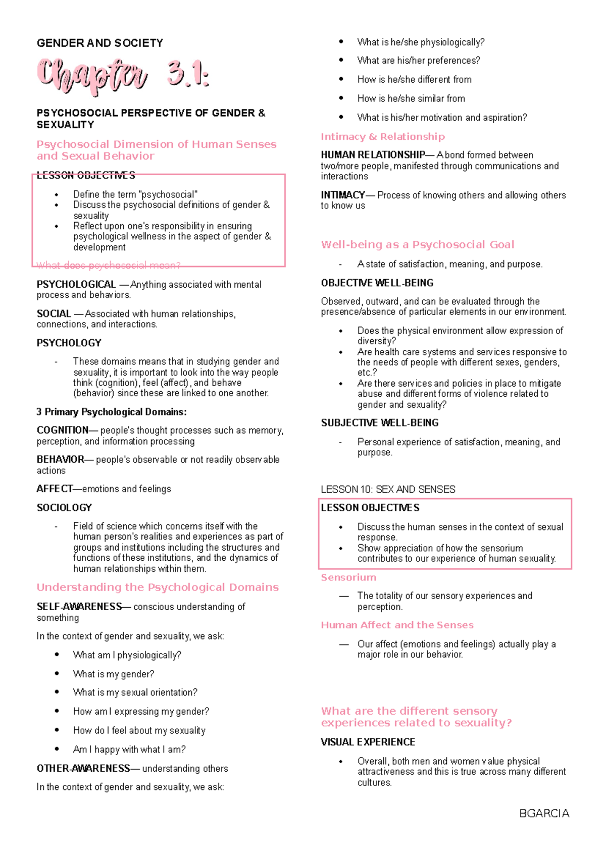 Chapter 3: Psychosocial Perspectives on Gender & Sexuality - Studocu