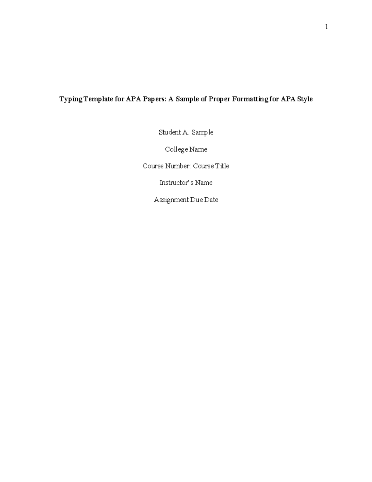 APA 7th Edition Template for Student Papers (No Abstract) - Studocu
