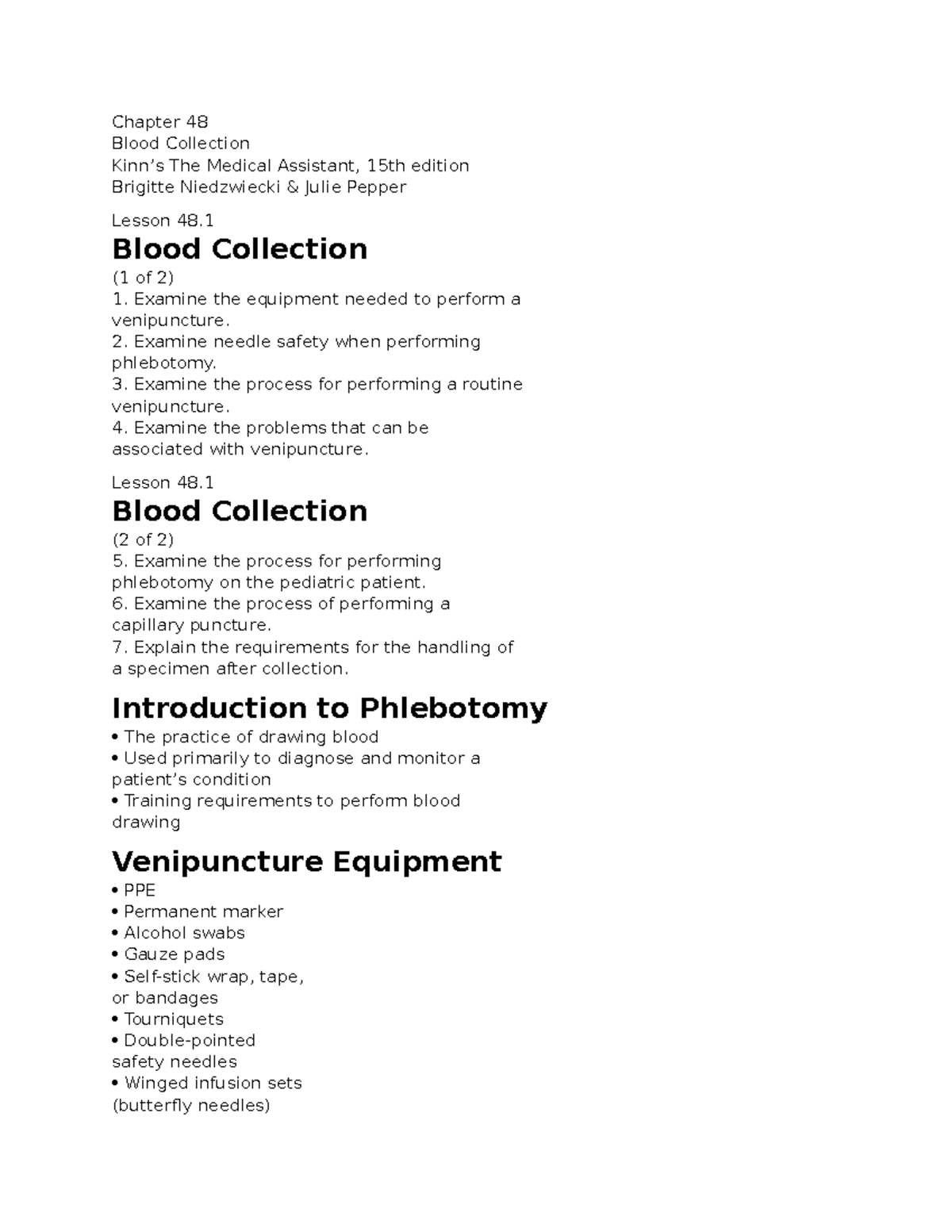 Blood Collection in Phlebotomy: Kinn's Medical Assistant 15th Ed ...
