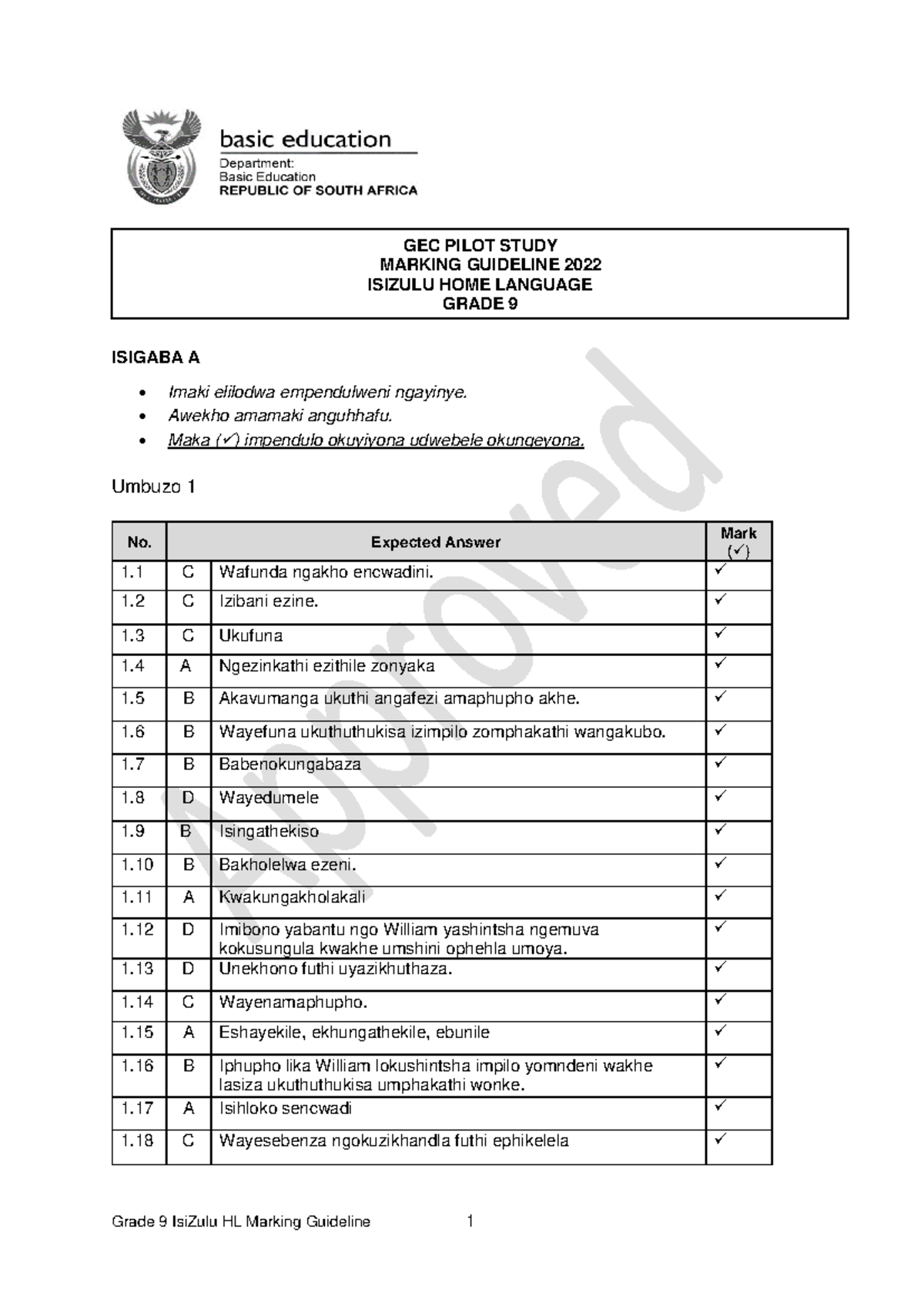 Grade 9 Social Science Geography Exam Answers and Marking Guide - Studocu