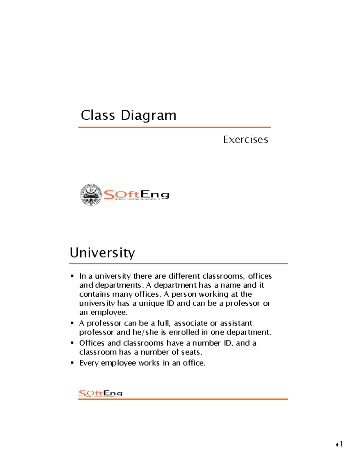 Class Diagram Exercises - Politecnico di Torino Solutions - Studocu