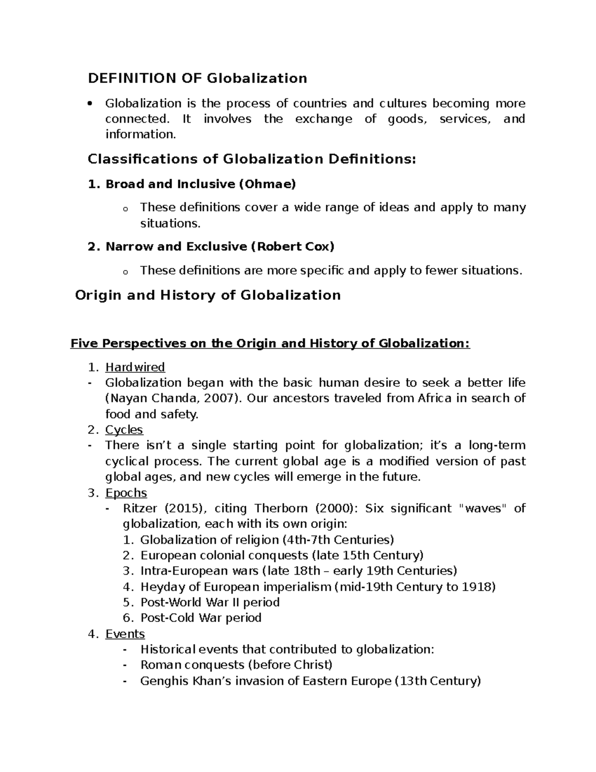GE 3 - Globalization: Definitions, History, and Impact Review - Studocu