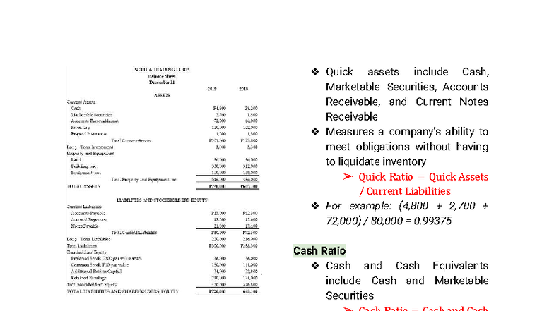 Financial Statement Analysis: Liquidity Ratios (FIN 101) - Studocu