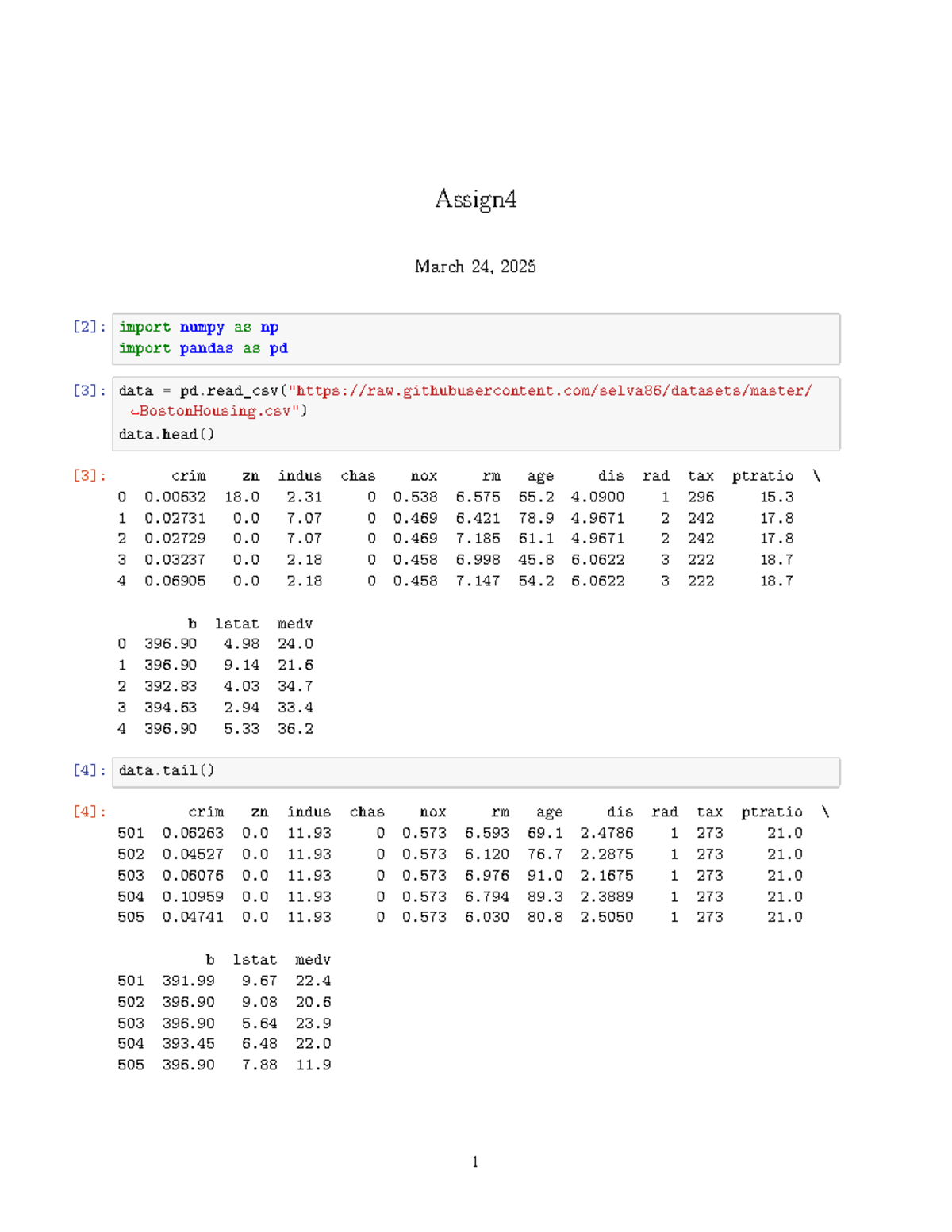Assign 4 - Assign March 24, 2025 [2]: import numpy as np import pandas as pd [3]: data = - Studocu