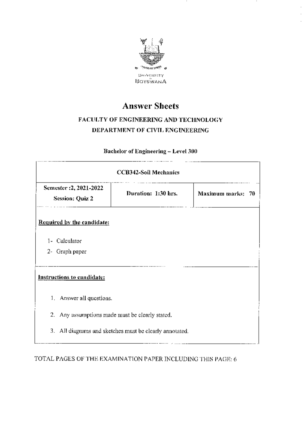 Quiz 2 - CCB342 Soil Mechanics - Compaction and Testing Analysis - Studocu