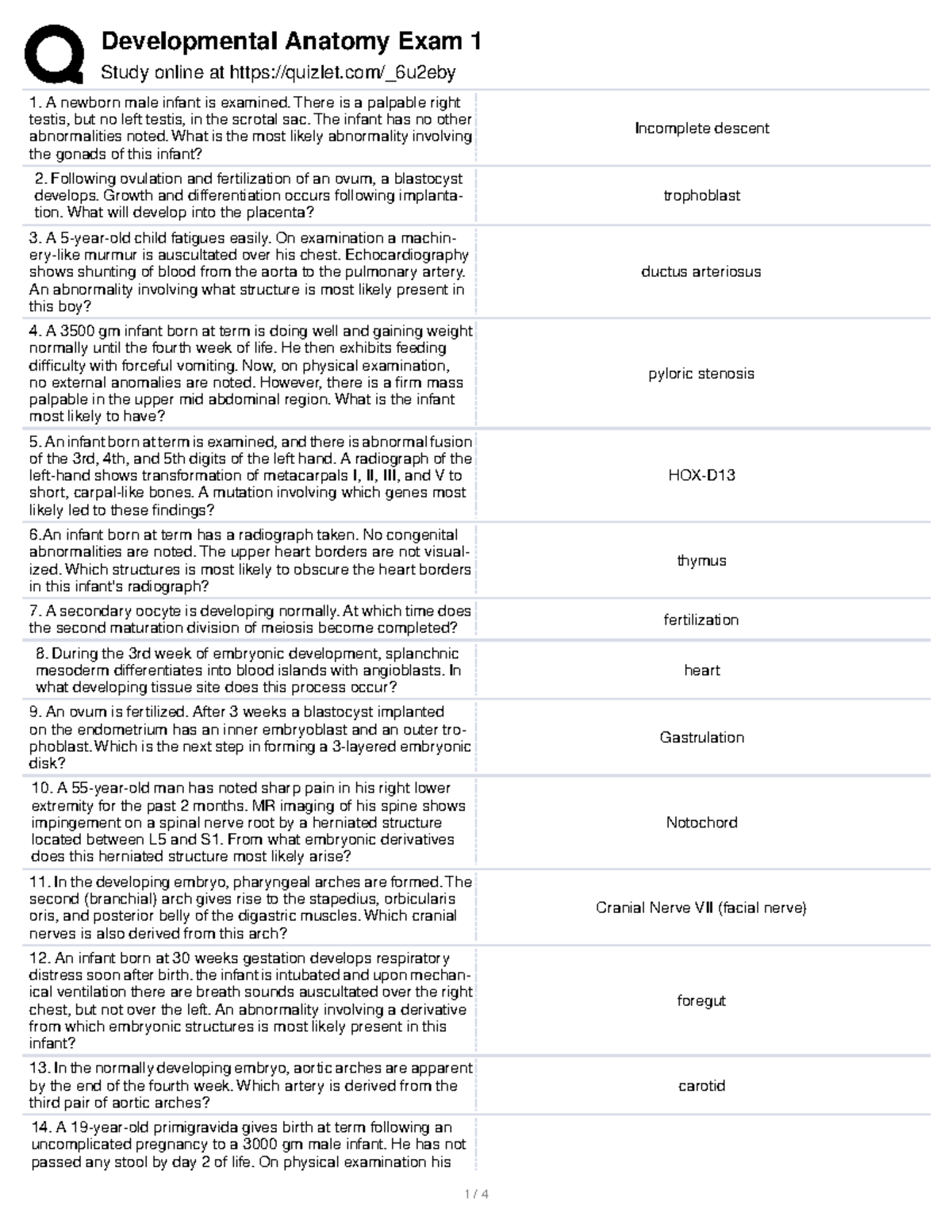 Webpath 3 Embryology - Detailed Case Studies and Developmental Notes ...