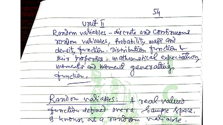 MA5202 L1 - Random Variables: Discrete & Continuous Overview - Studocu