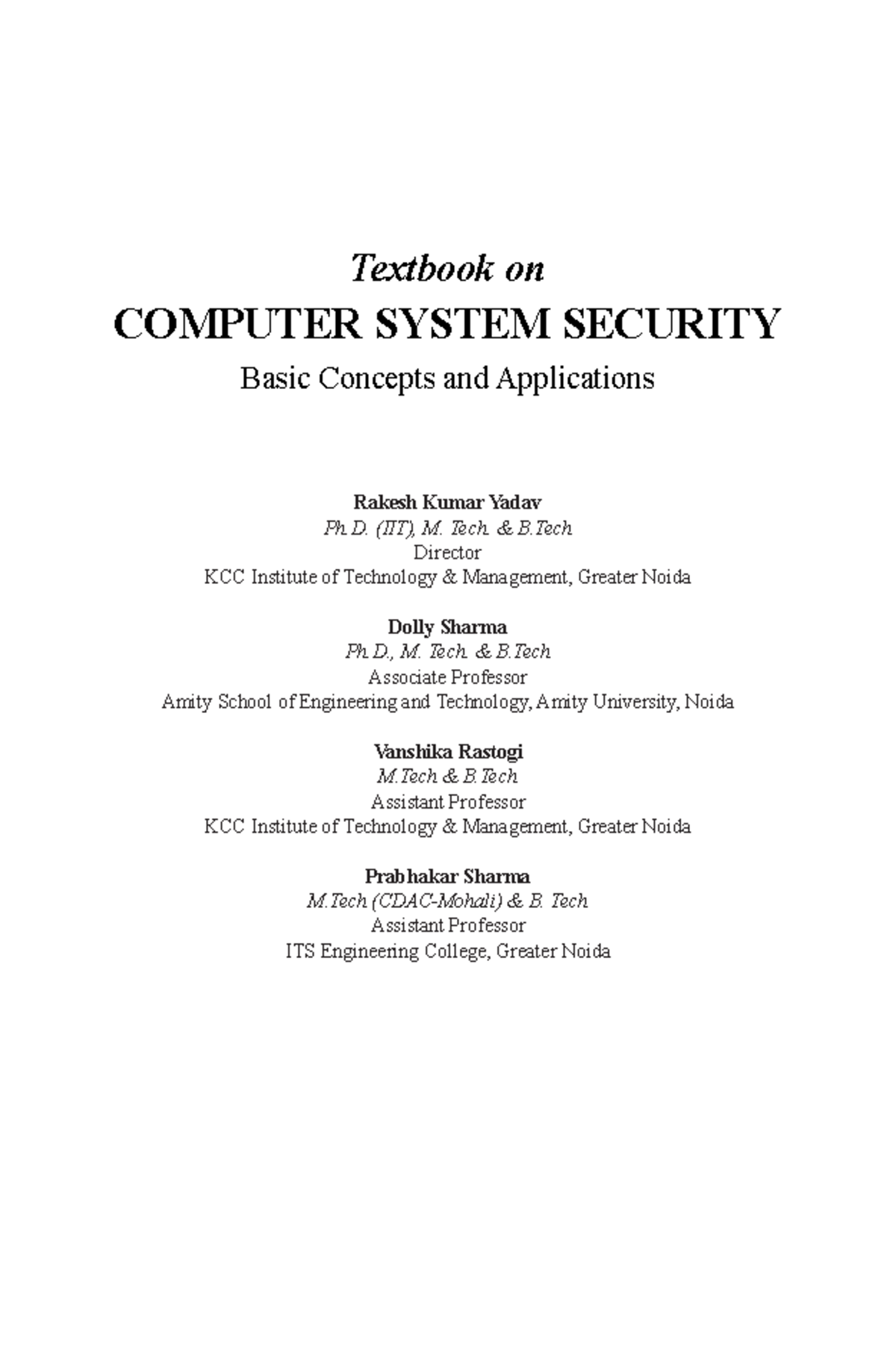 Computer System Security - book - Textbook on COMPUTER SYSTEM SECURITY ...