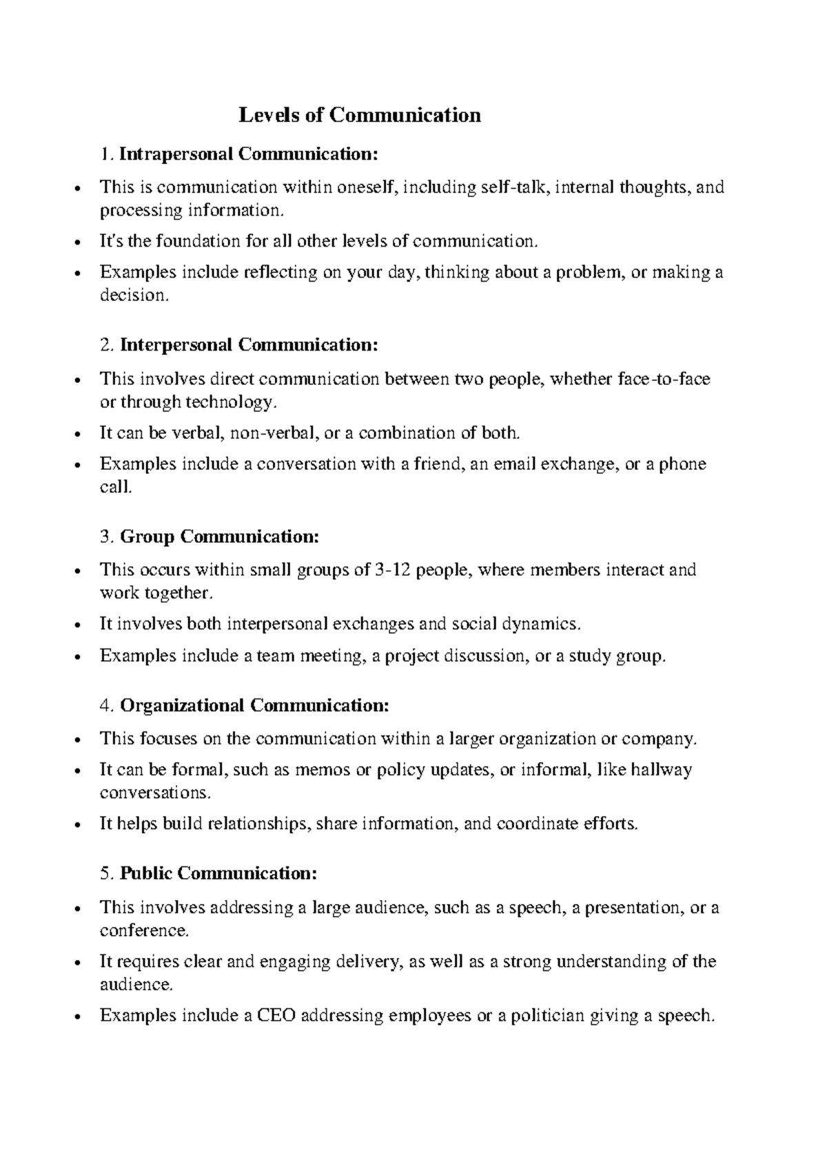 Unit II - Tech Com: Levels of Communication and Resume Writing - Studocu