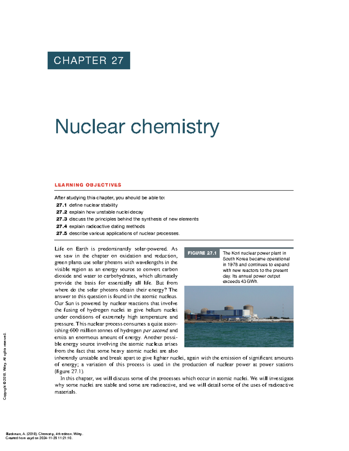 Chapter 27: Nuclear Chemistry Overview (Chemistry, 4th Ed) - Studocu
