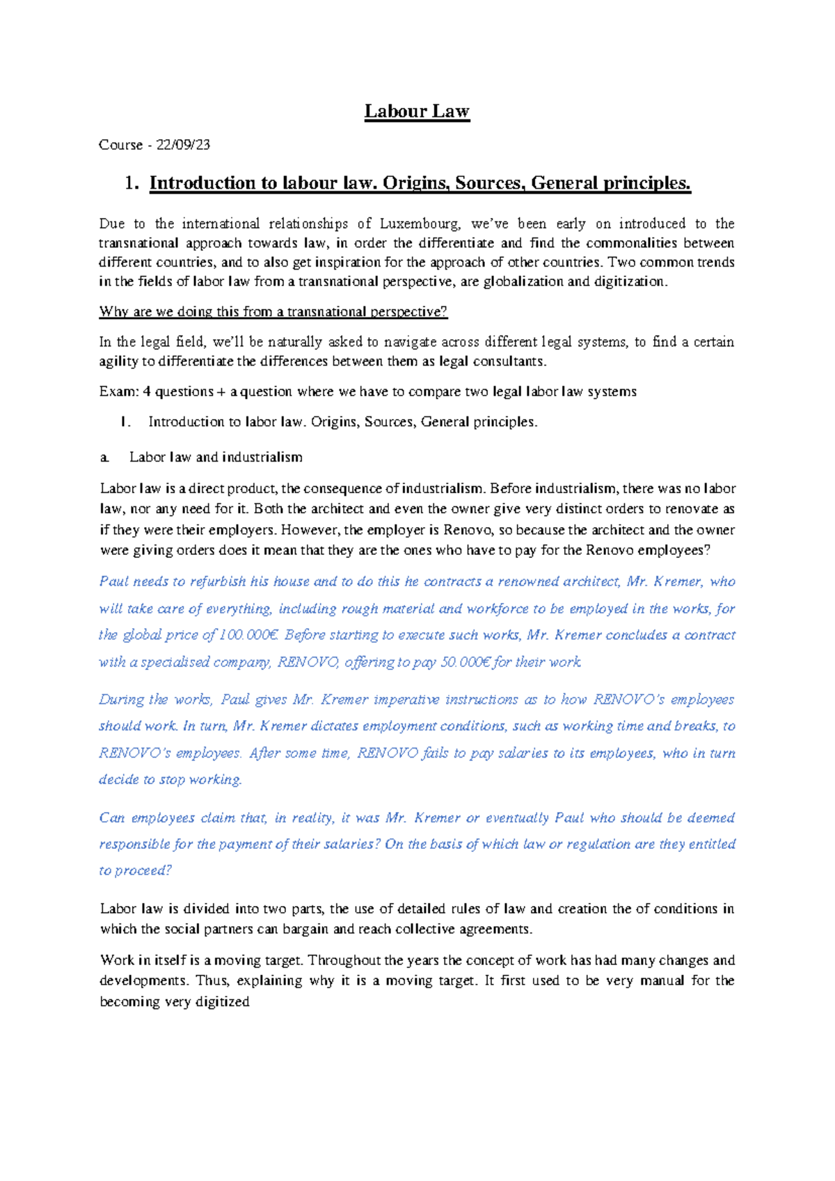 Labour Law Course 1: Intro to Origins, Principles & Transnational ...