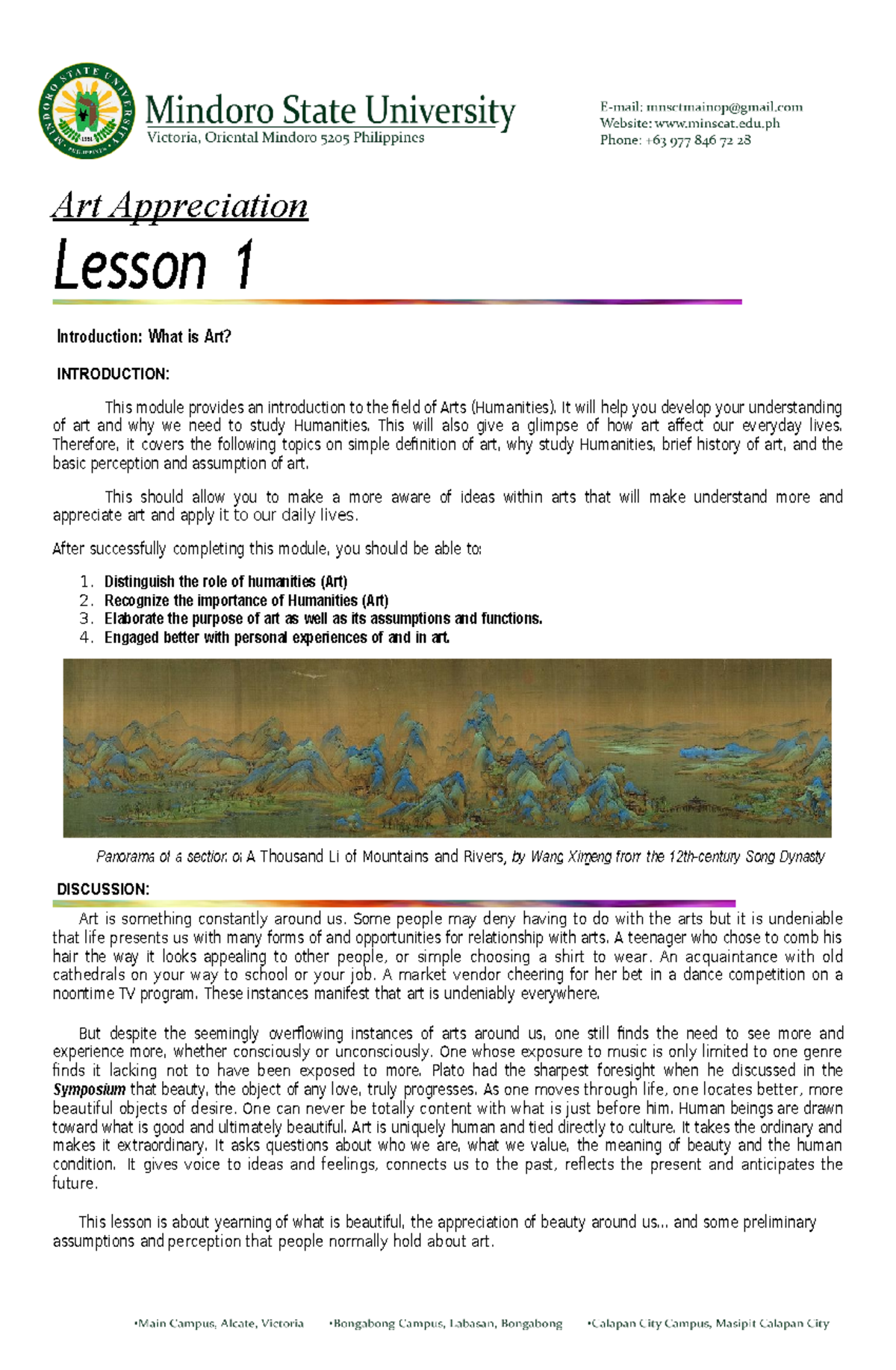 Module Lesson 1: Introduction to Art Appreciation and Its Importance ...