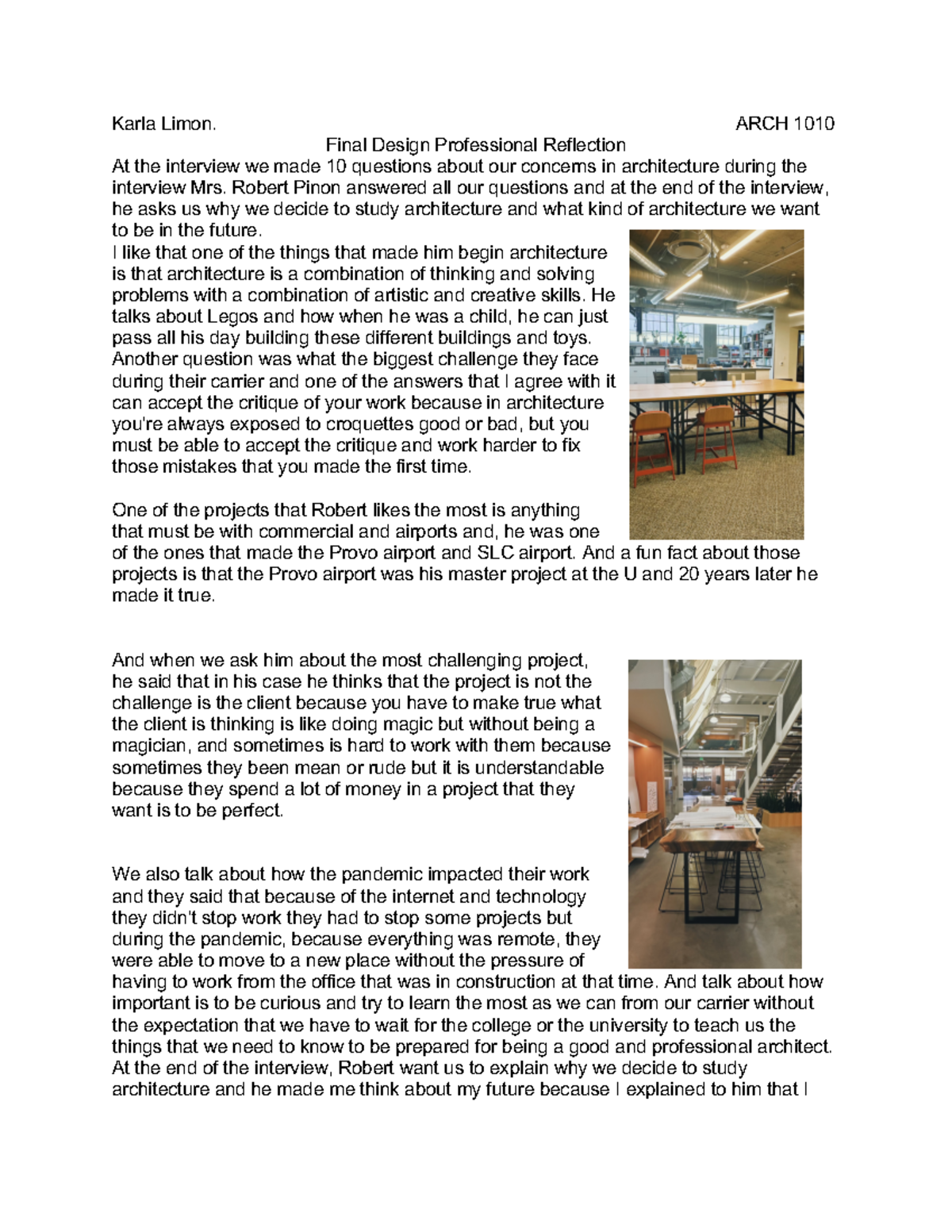 Final Project Reflection: ARCH 1010 - Architectural Insights - Studocu