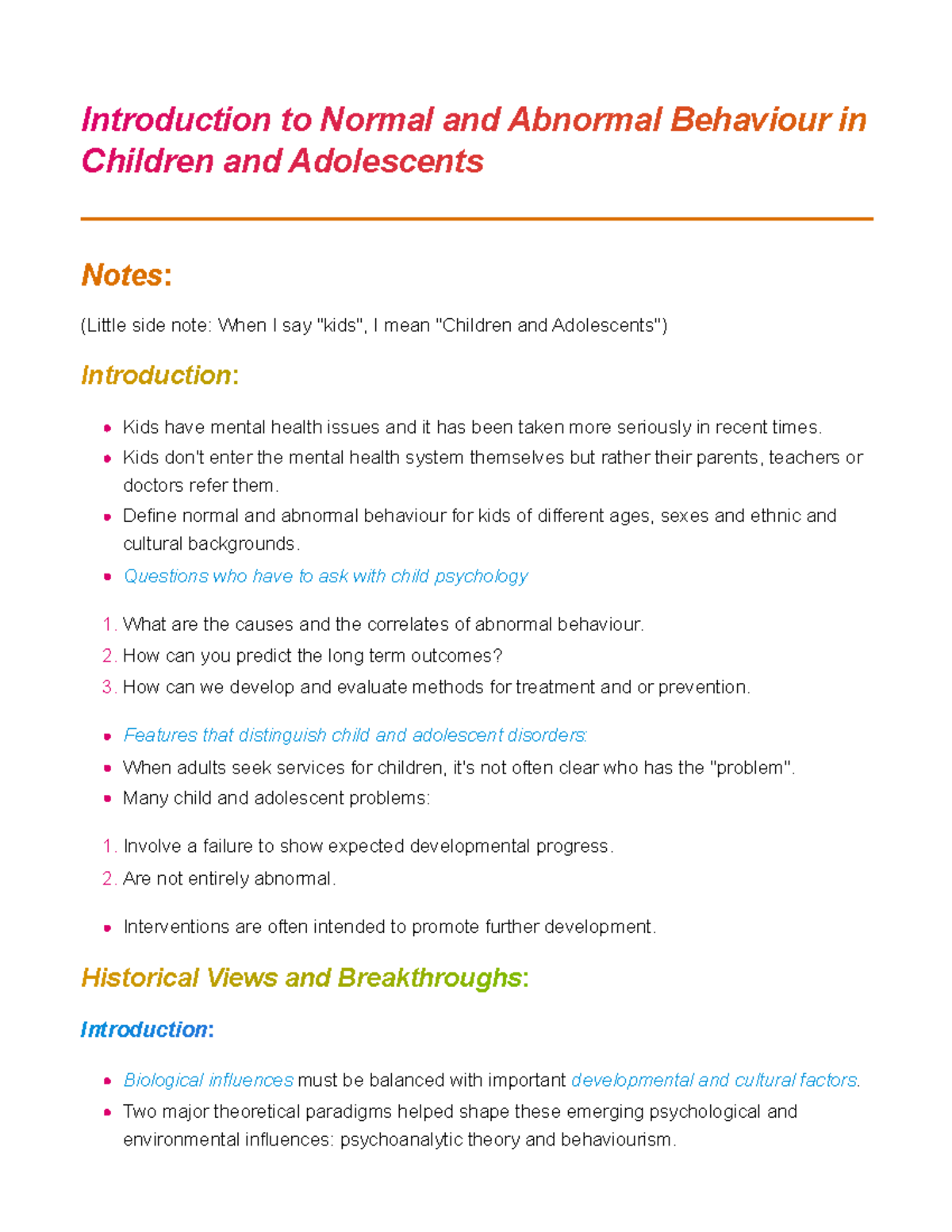 T1: Introduction to Normal & Abnormal Behavior in Children ...