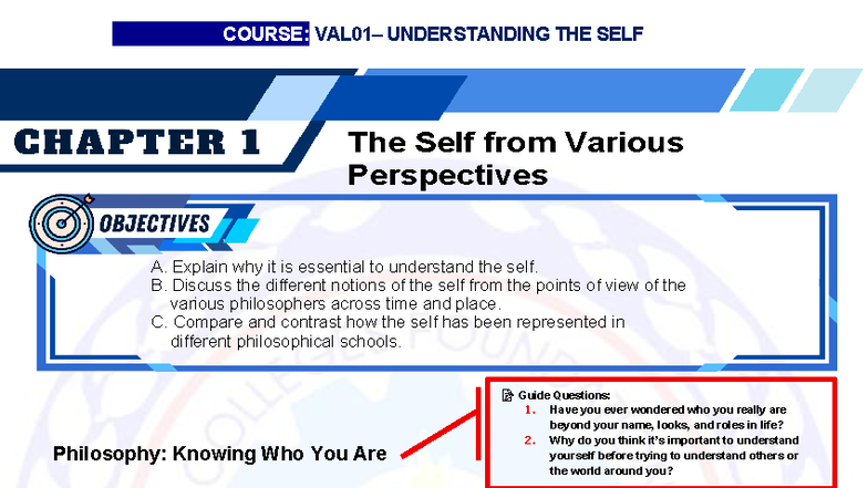 VAL01 - Understanding the Self: Philosophical Perspectives on Identity ...