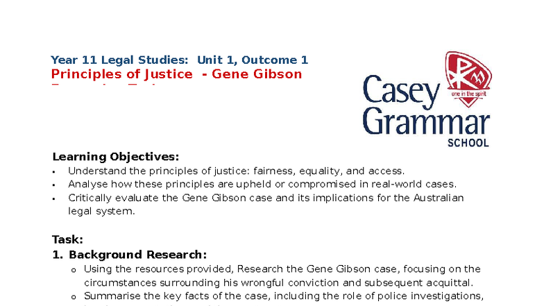 2025 11LS U1 O1 Principles of Justice: Gene Gibson Case Analysis Task ...