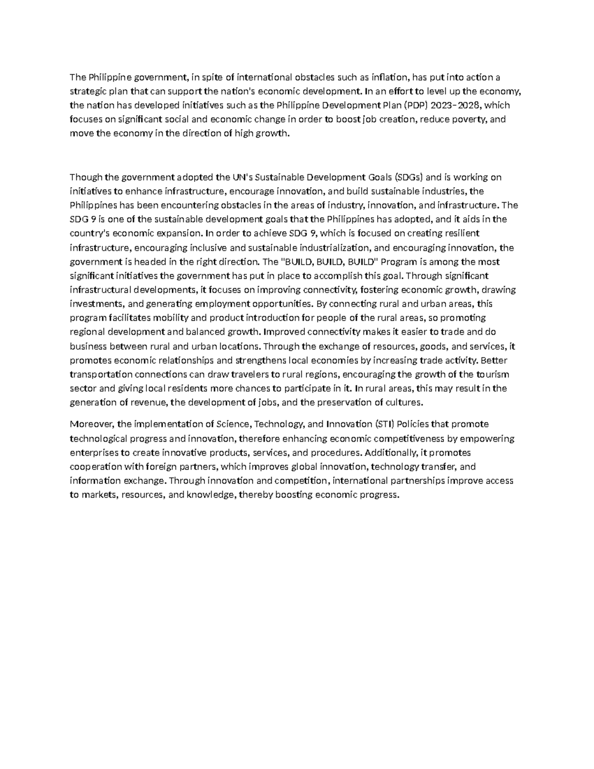 Philippine Economic Development Strategies: Overcoming Challenges - Studocu