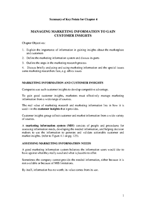 Summary of key points for Chapter 5 - But to affect the whats, whens ...