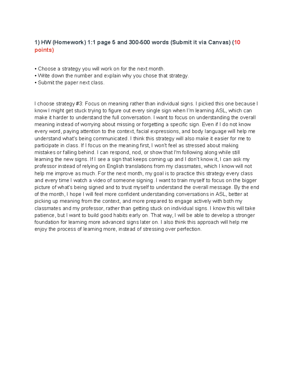 ASL HW 1: Focus on Meaning Strategy for Learning - Studocu